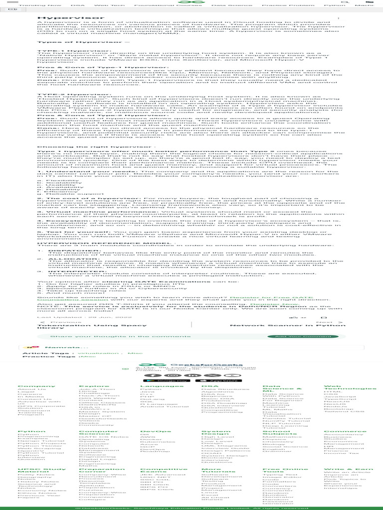 Hypervisor - GeeksforGeeks | PDF | Virtualization | Operating System