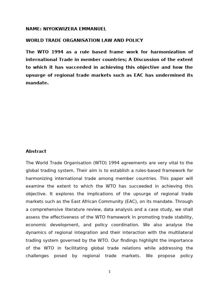 WTO vs Regional Trade Markets | PDF | World Trade Organization | Trade ...