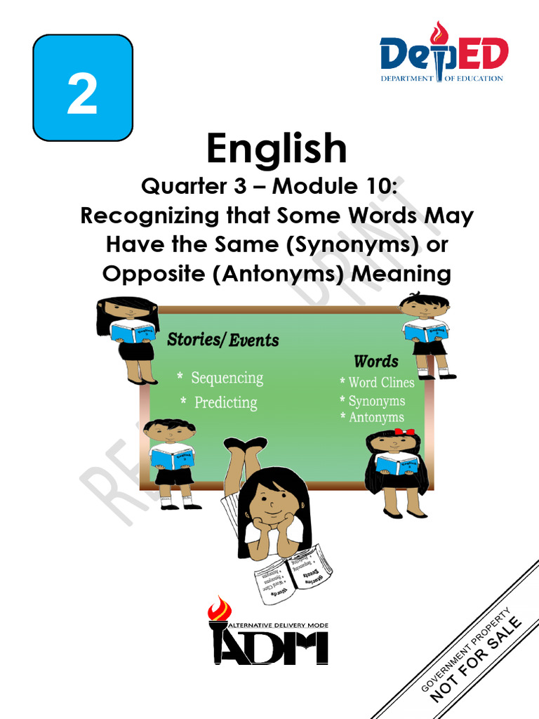 English2 q3 Mod10 Recognizingthatsomewordsmayhavethesame (Synonyms ...