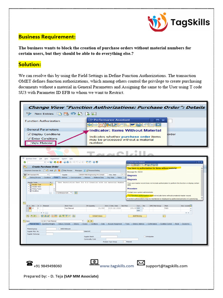 SAP How To Restrict Business Users From Creating PO Without Material ...