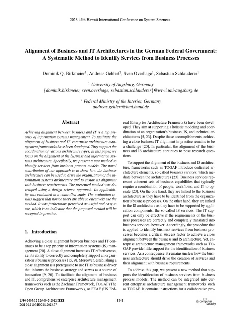 Alignment of Business and IT Architectures in The German Federal ...
