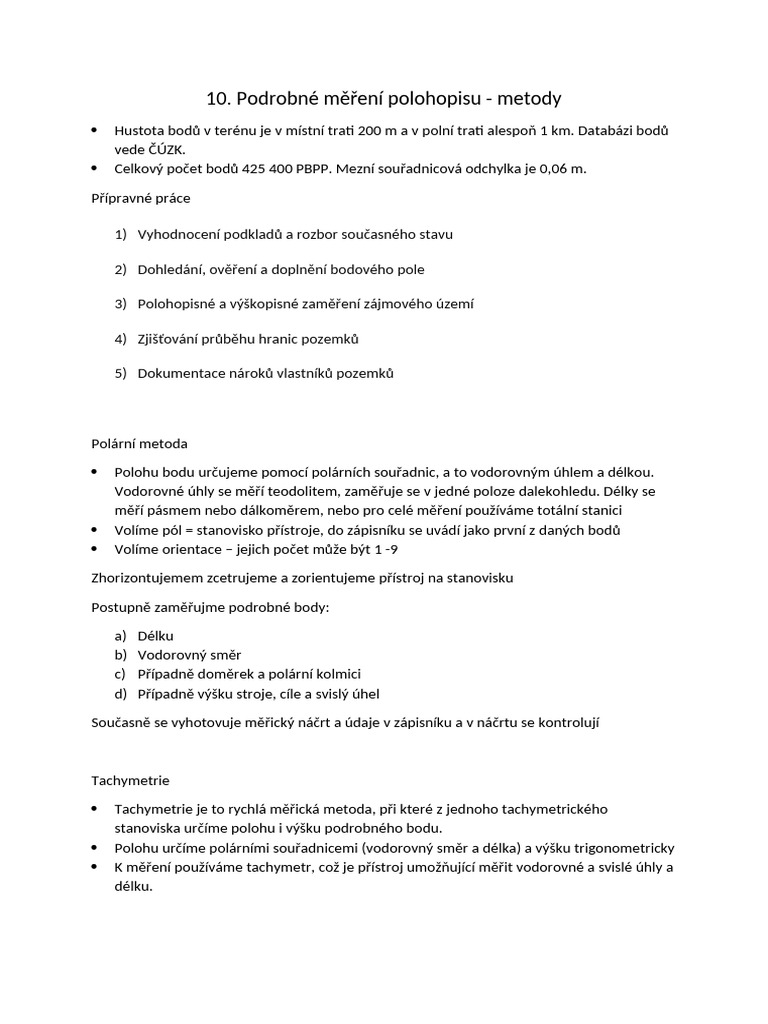 10.podrobné Měření Polohopisu - Metody | PDF