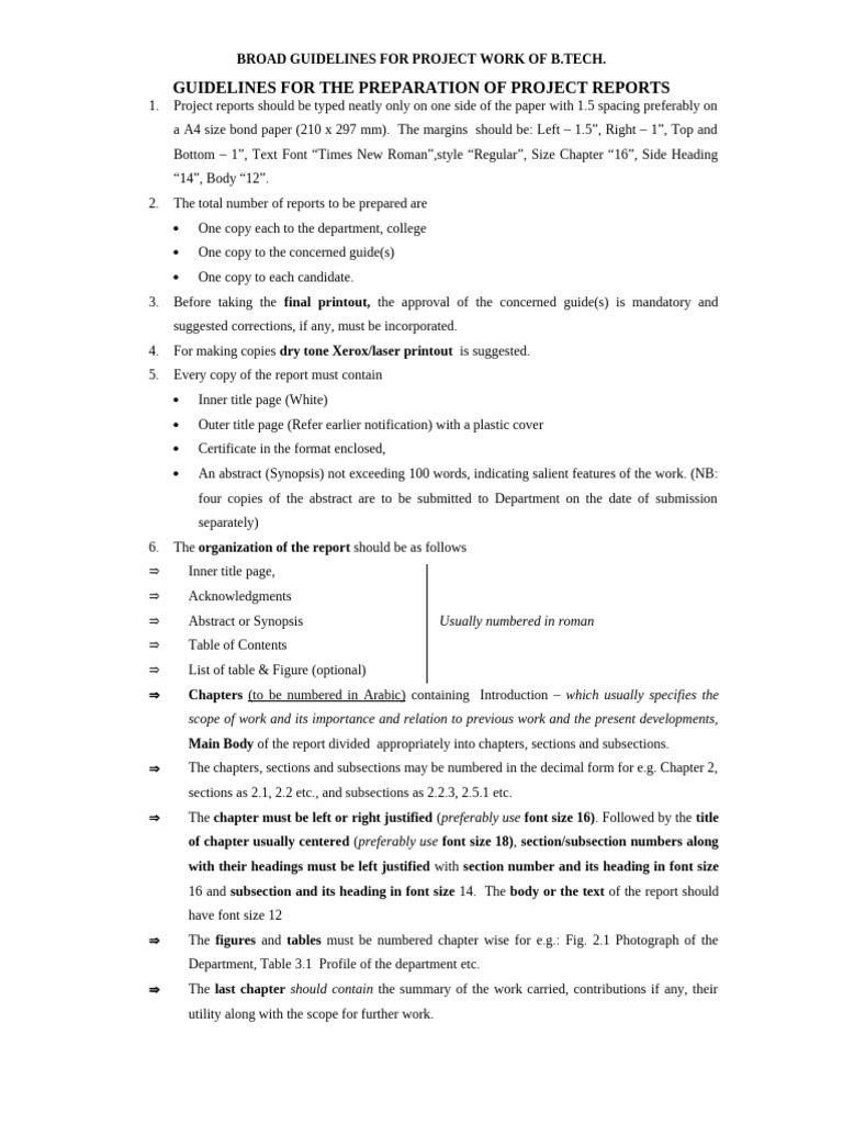 Broad Guidelines For Project Work | PDF | Computer Science | Computing