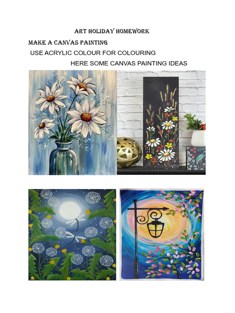 Art Holiday Homework | PDF