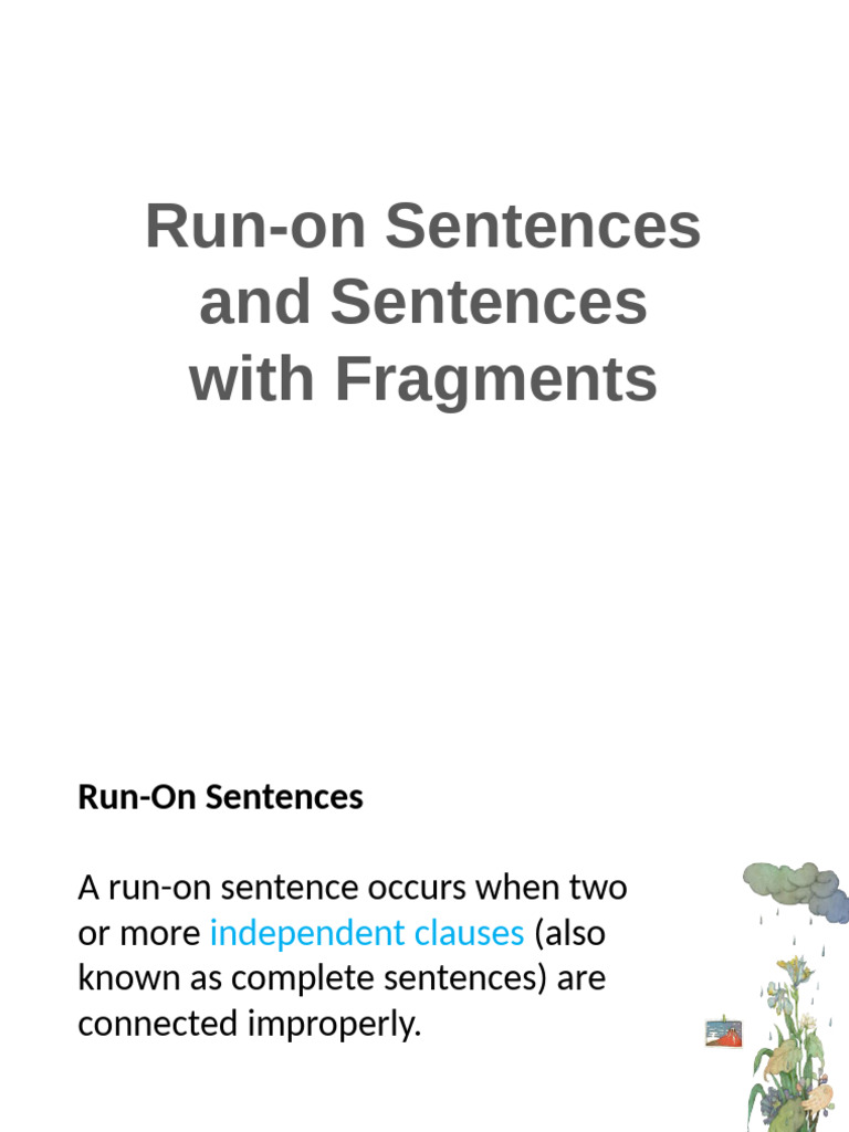 Understanding Run-On Sentences & Fragments | PDF