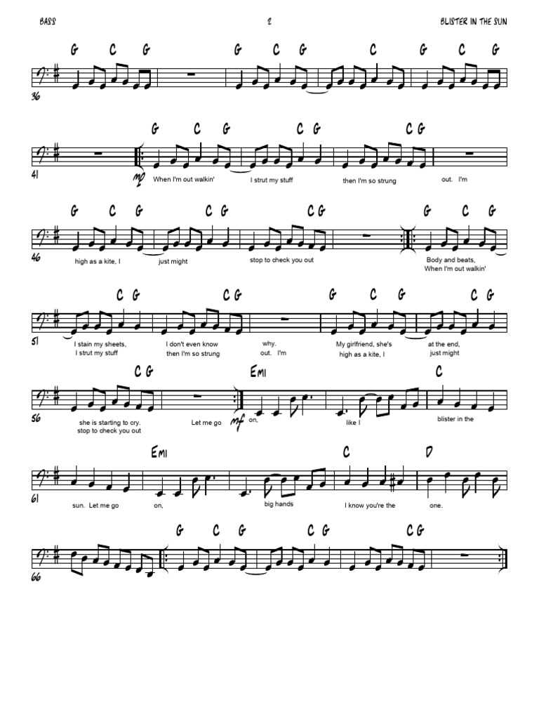 Blister In The Sun - Bass | PDF