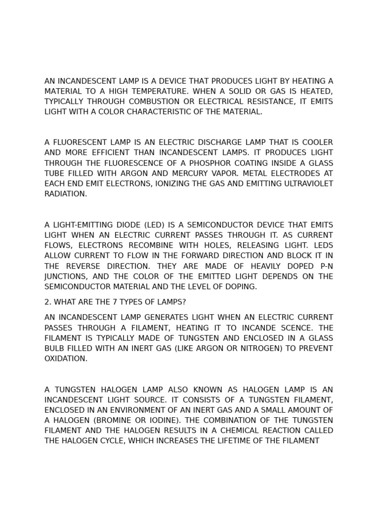 types | PDF | Incandescent Light Bulb | Compact Fluorescent Lamp