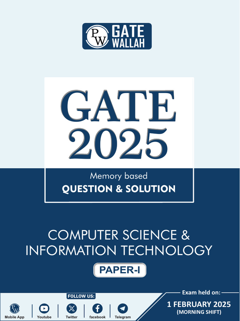 GATE 2025 CS Exam Solutions | PDF | Integer (Computer Science) | Cpu Cache