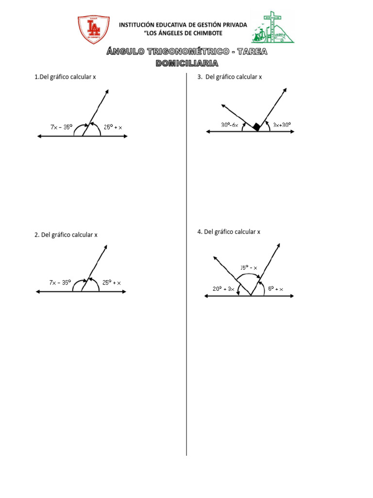 Ángulo Trigonométrico - Tarea | PDF