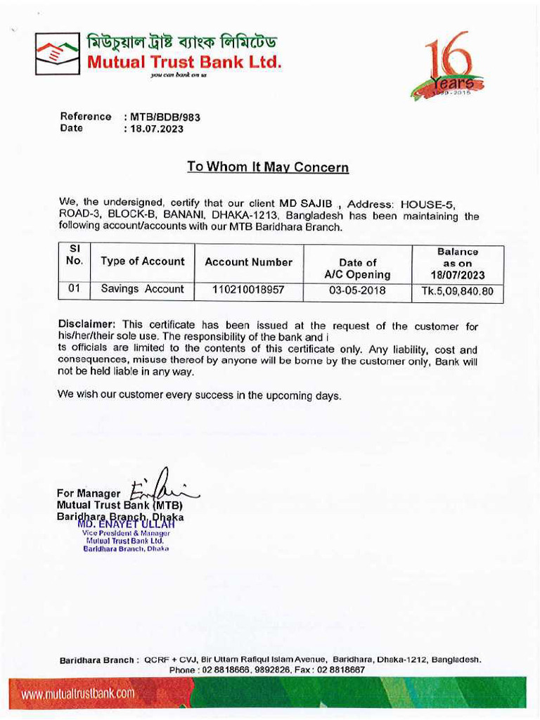MUTUAL TRUST Bank | PDF