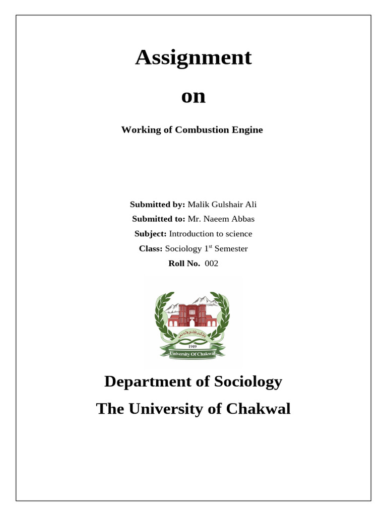 002 Combustion Engine Assignment of Malik Gulshair Ali | PDF | Internal Combustion Engine | Engines