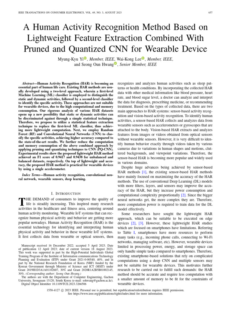 A Human Activity Recognition Method Based On Lightweight Feature