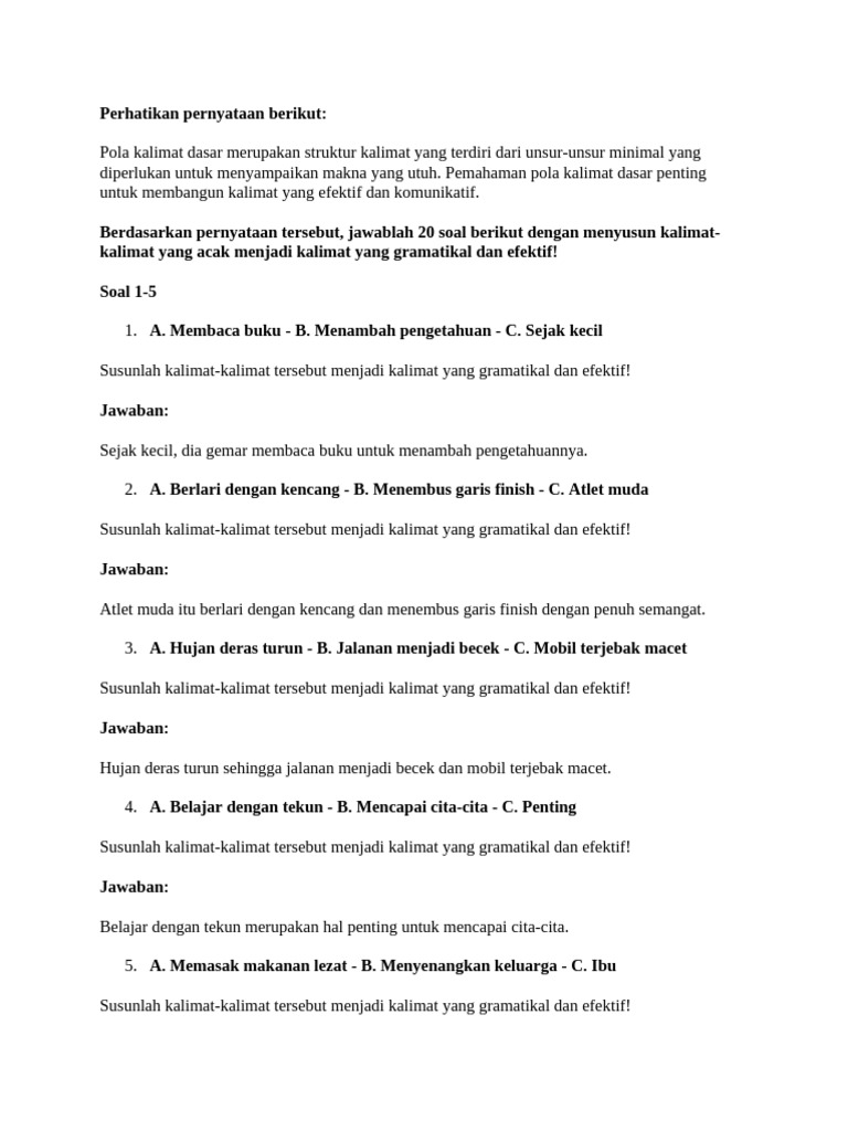 Pola Kalimat Dasar | PDF