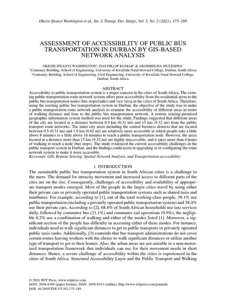 GIS Analysis of Durban Bus Accessibility | PDF | Geographic Information ...