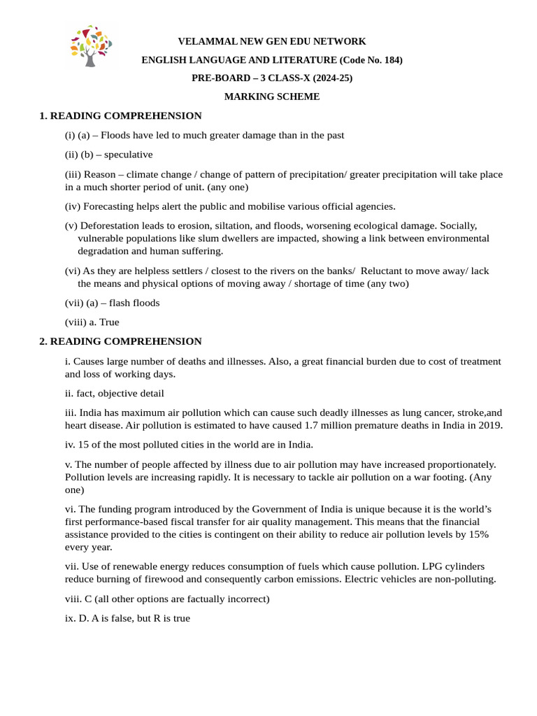 Pre-Bord 3 English Marking Scheme | PDF | Air Pollution | Environmental ...
