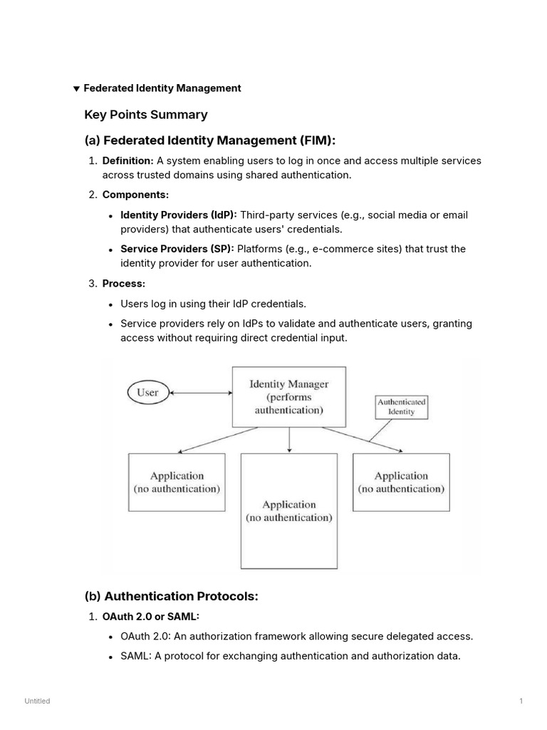 Key Points Summary (A) : Federated Identity Management (FIM) | PDF ...