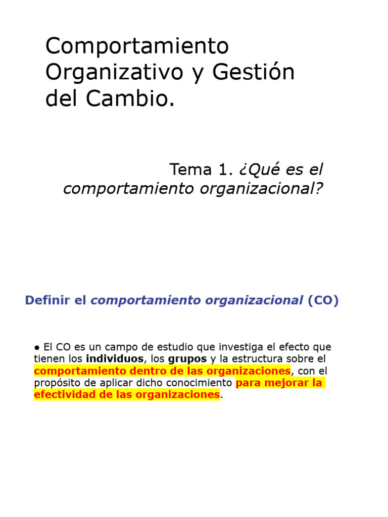 Tema 1 | PDF | Comportamiento | Comportamiento organizacional