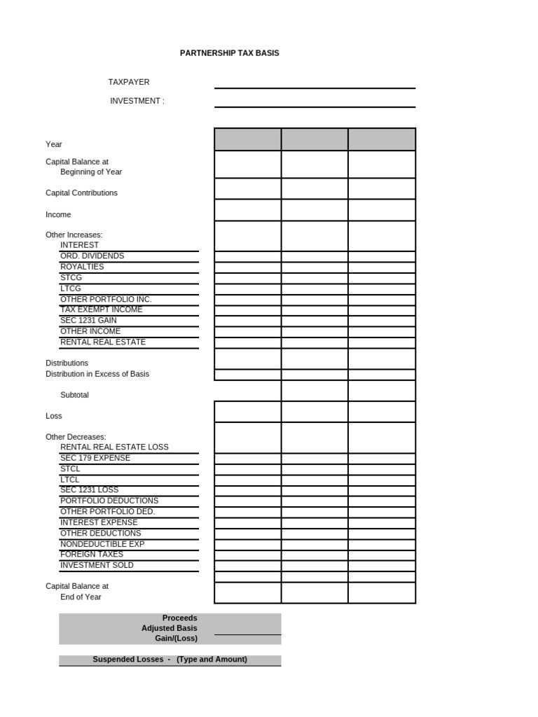 Tax Basis Template - Answer Key | PDF | Capital Gains Tax | Tax Deduction