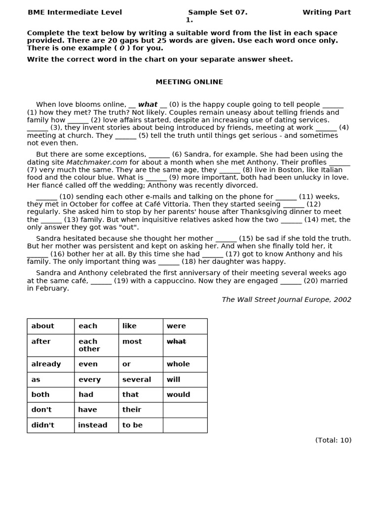 07 BME Intermediate Level - Writing Part 1. - Meeting Online | PDF