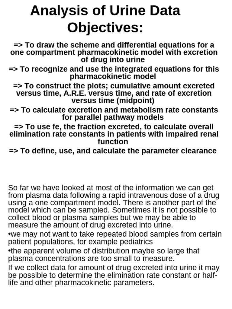 Analysis of Urine Data | PDF | Pharmacokinetics