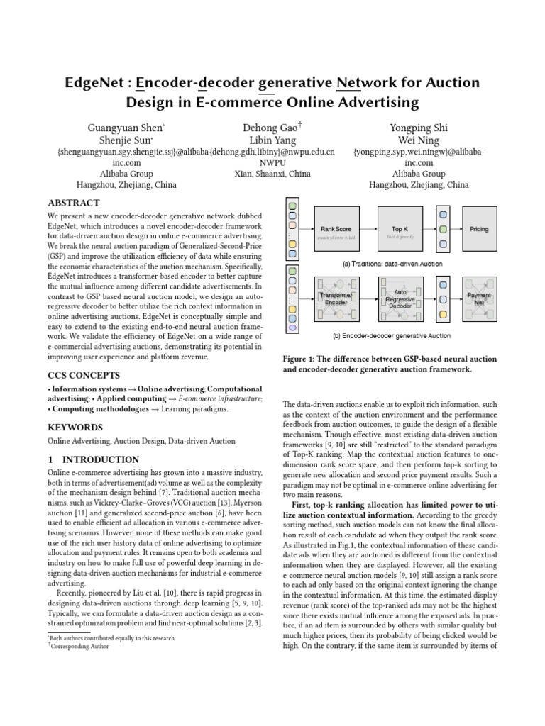 EdgeNet：电子商务在线广告拍卖设计的编解码生成网络 | PDF