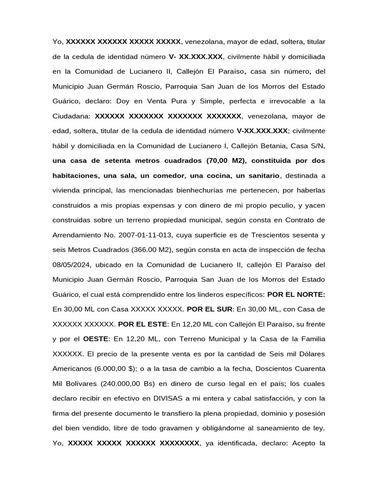 Documento Compra Venta Modelo | PDF