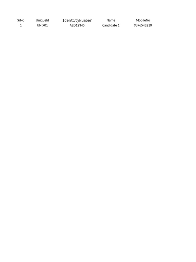 Candidate Sample Excel | PDF