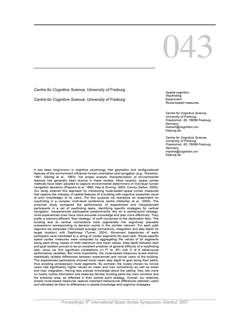 Capturing Indoor Wayfinding Strategies and Differences in Spatial Knowledge With Space Syntax | PDF