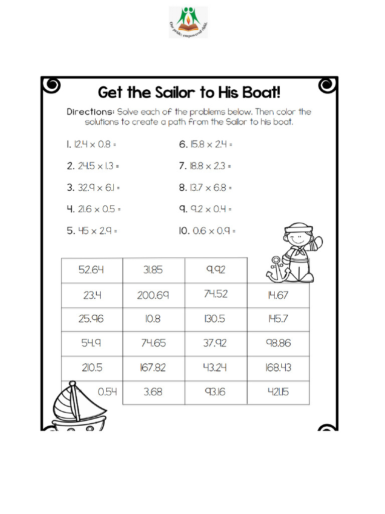 Activity Maze of Decimal Operations Class 6 | PDF