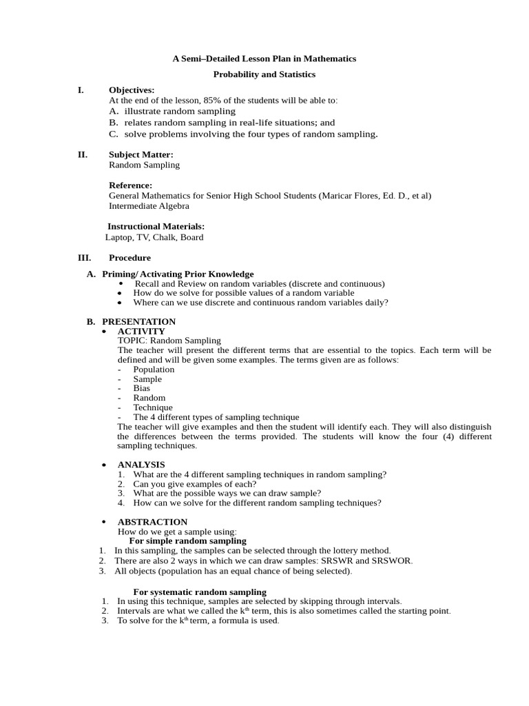 A Semi Detailed LP For CSU Demonstration | PDF | Sampling (Statistics ...