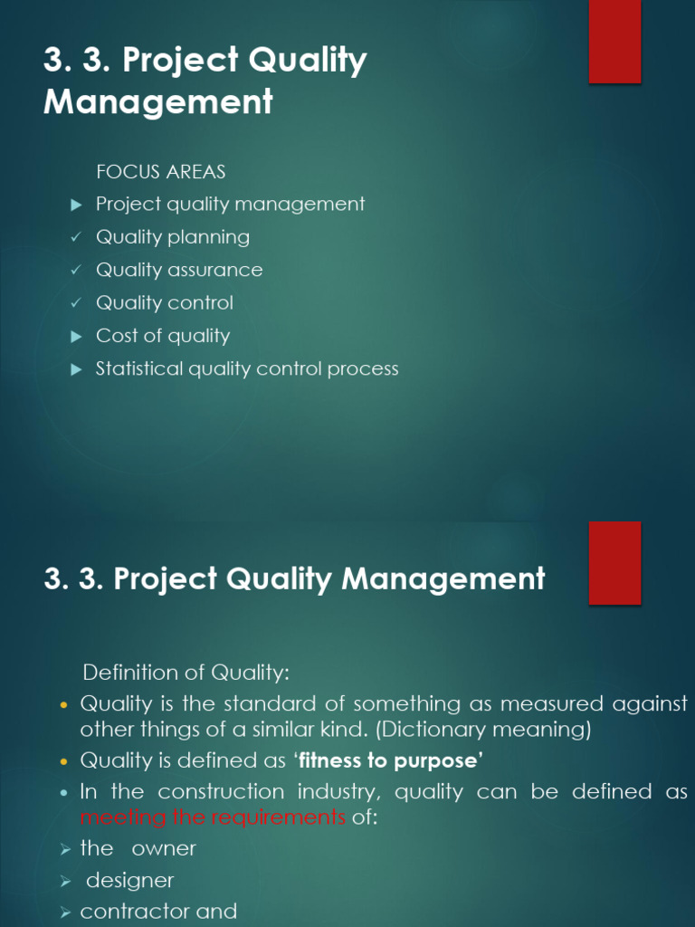 Chapter 3- Quality Management Ppt | PDF | Quality Assurance | Quality Management System