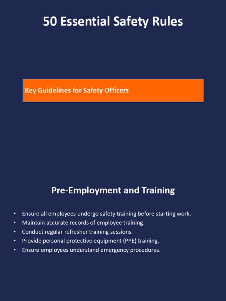 50 Essential Safety Rules for Workplaces | PDF | Personal Protective ...