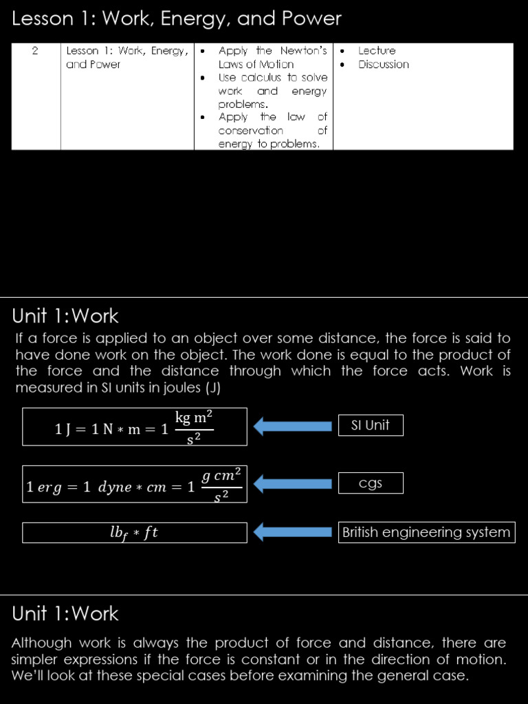 1 - Work, Energy and Power PFE | PDF | Force | Mass