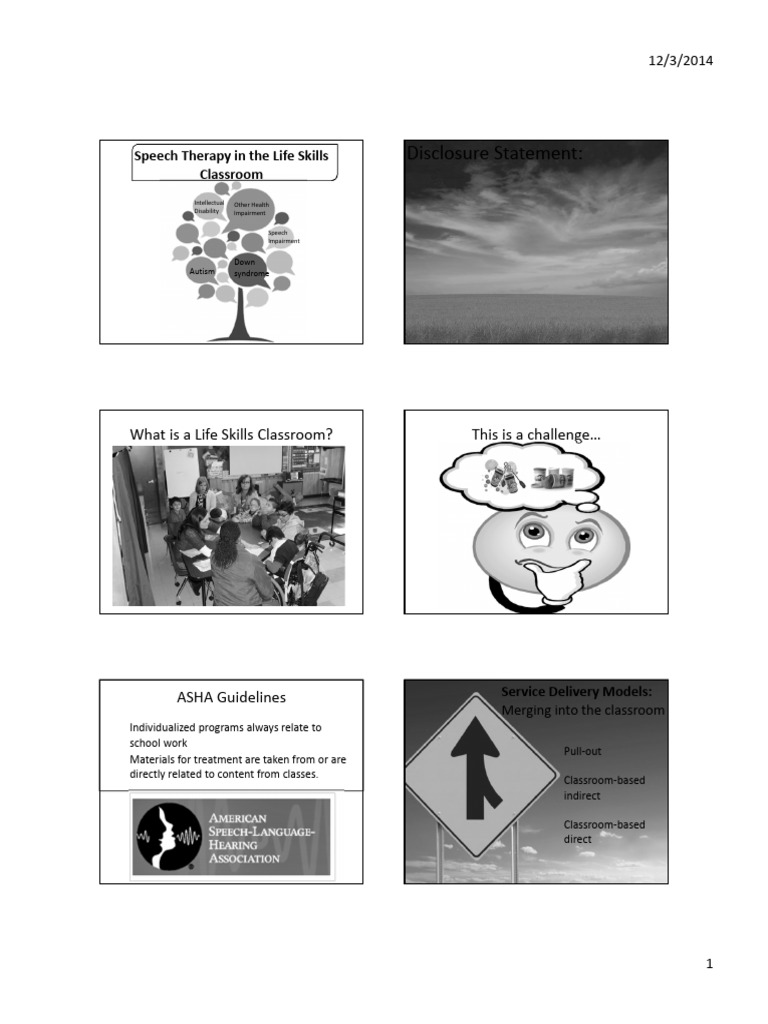 Handouts Speech Therapy in The Life Skills Classroom | PDF | Cognitive ...