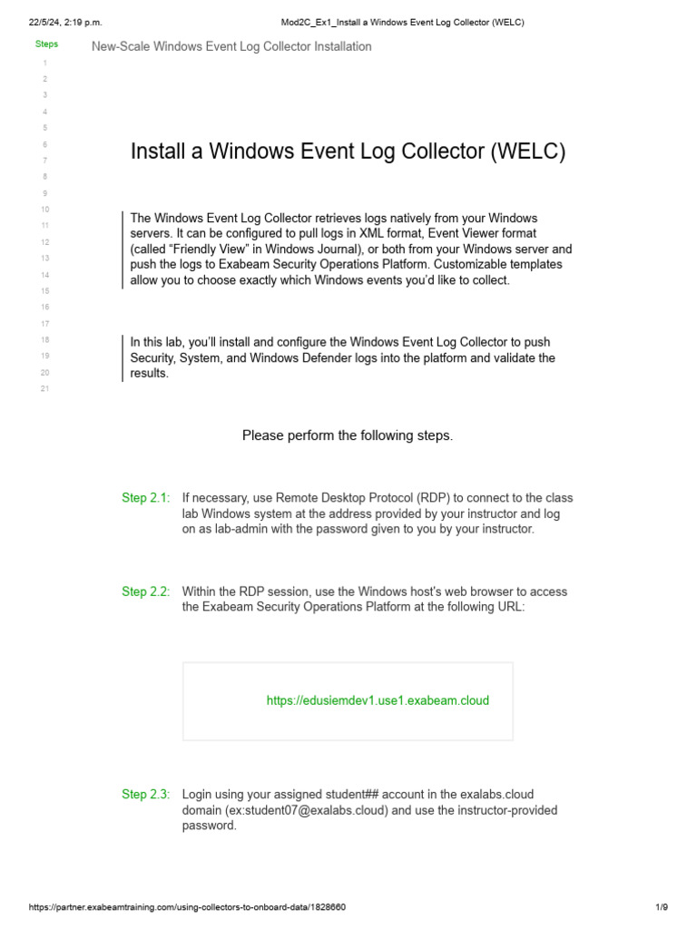 Mod 2C Ex1 - Instalar Un Recopilador de Registros de Eventos de Windows (WELC) | PDF | Software ...