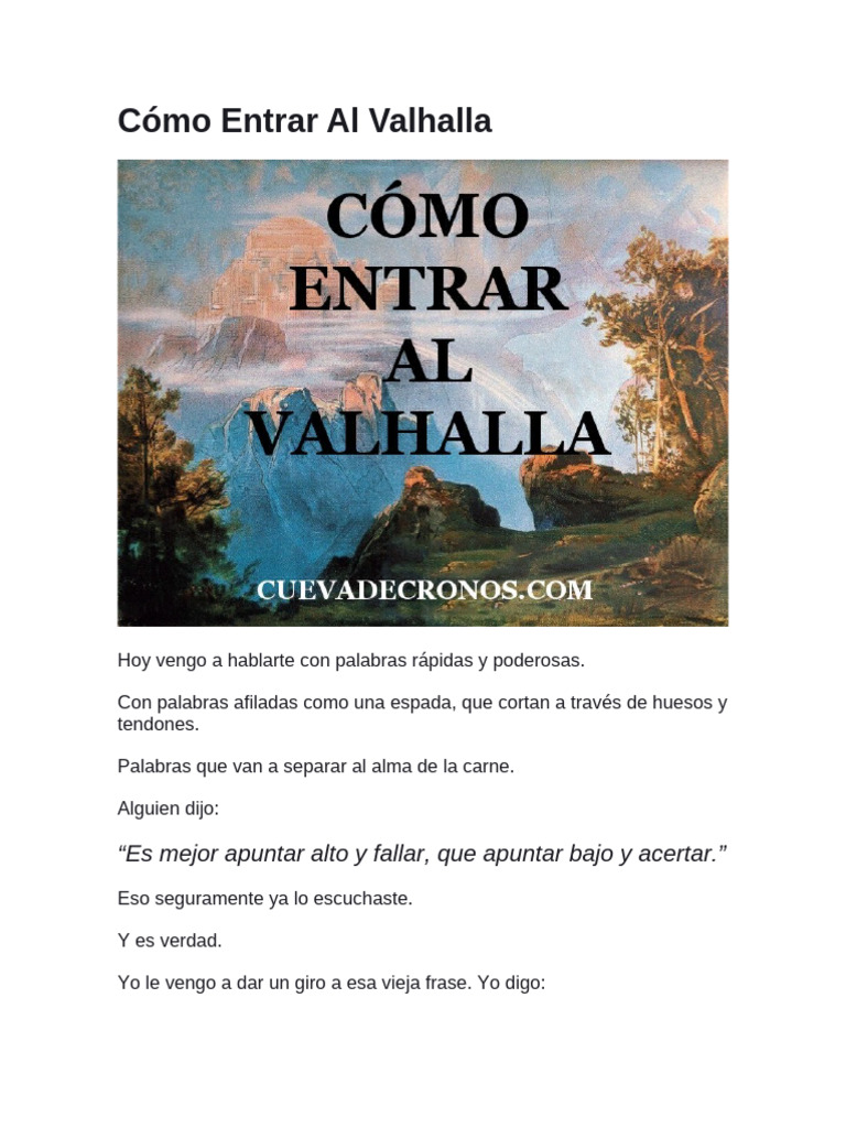 Cómo Entrar Al Valhalla | PDF