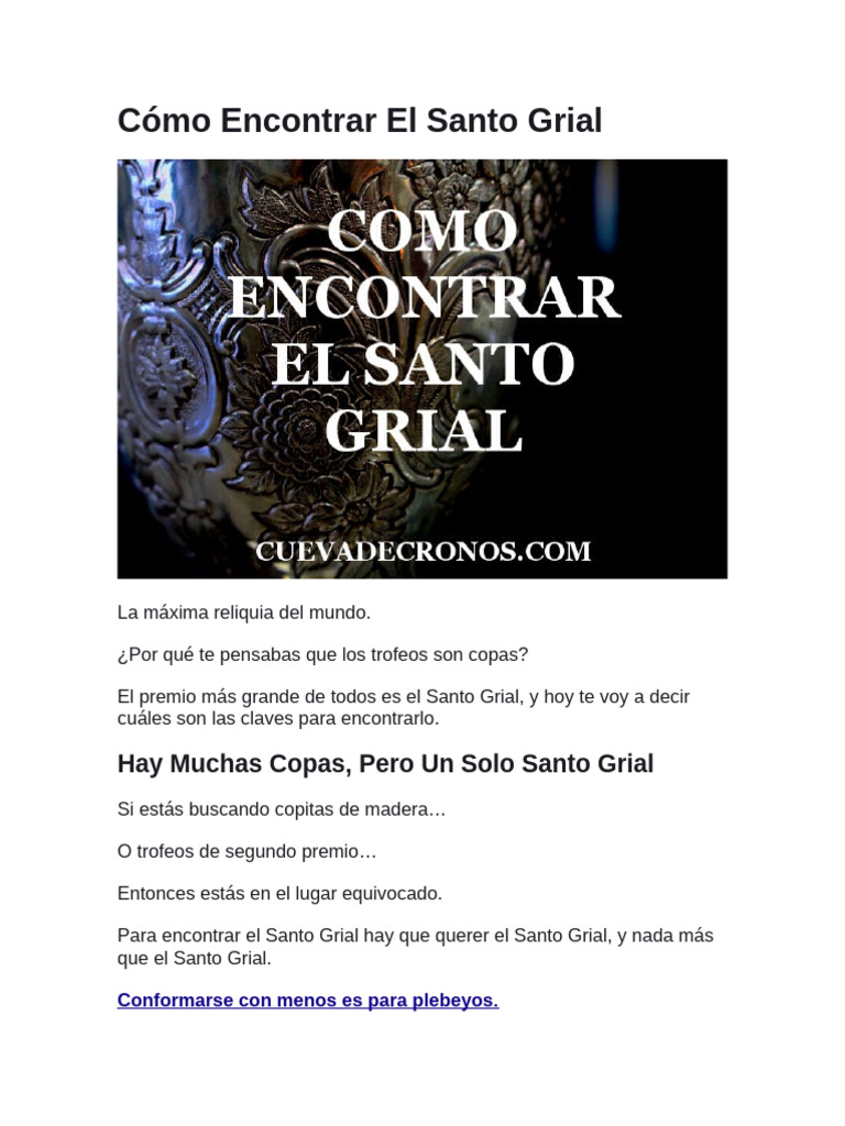 Cómo Encontrar El Santo Grial | PDF | Santo Grial | Galahad
