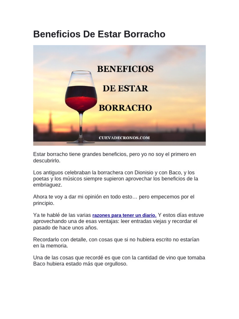 Beneficios de Estar Borracho | PDF