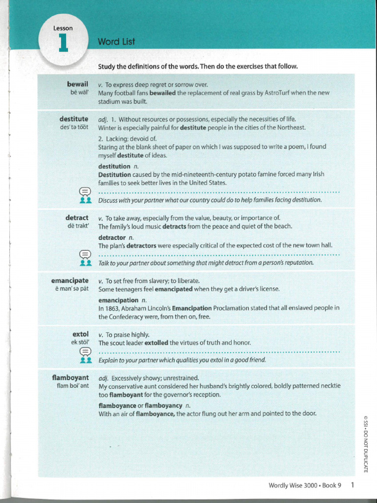 Vocabulary - Lesson 1 (Intermediate 1) | PDF