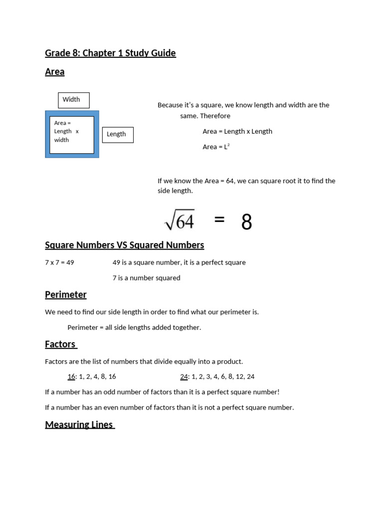 Chapter 1 Study Guide | PDF | Area | Mathematics Chapter 1 Study Guide | PDF | Area | Mathematics