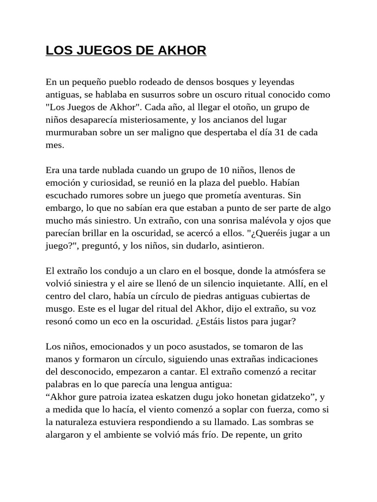 Los Sinistros Juegos de Akhor | PDF
