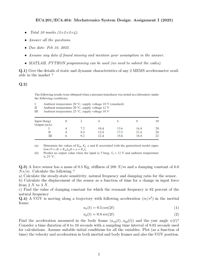 Mechatronics Design Assignment | PDF