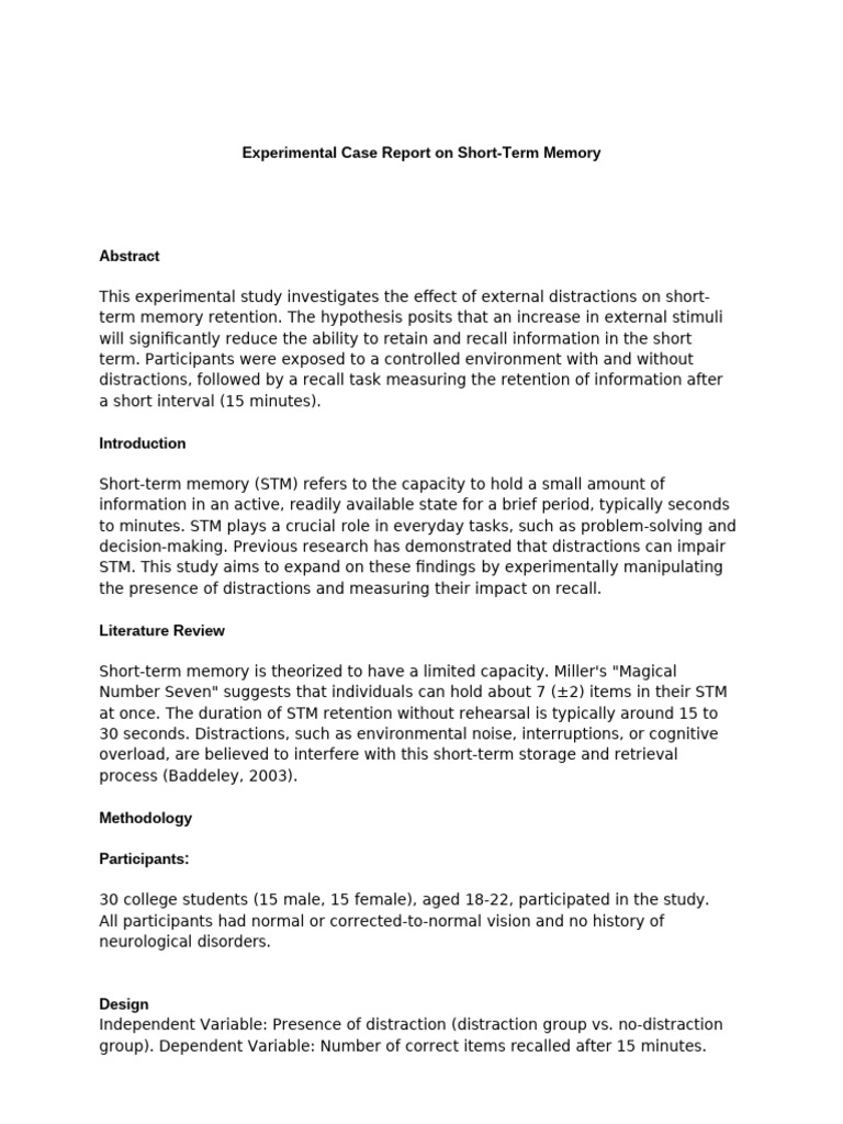 Experimental Case Report 123 | PDF | Recall (Memory) | Memory