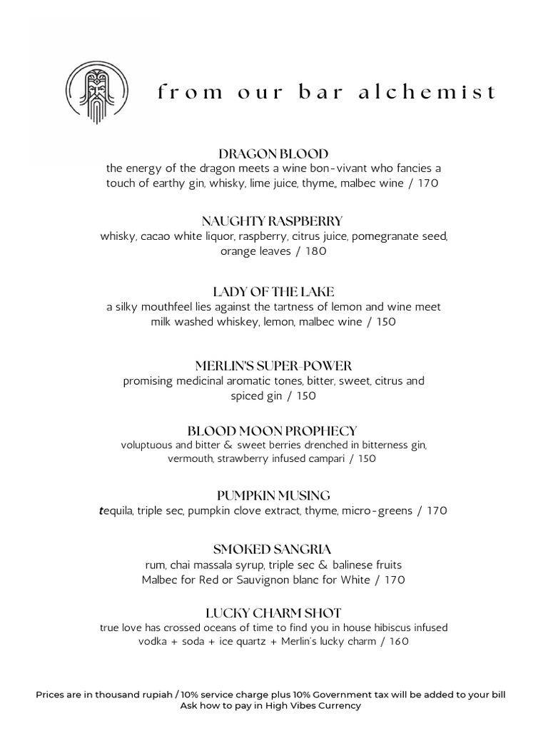 Drinks Menu-Merlin's May 23 | PDF | Gin | Tea