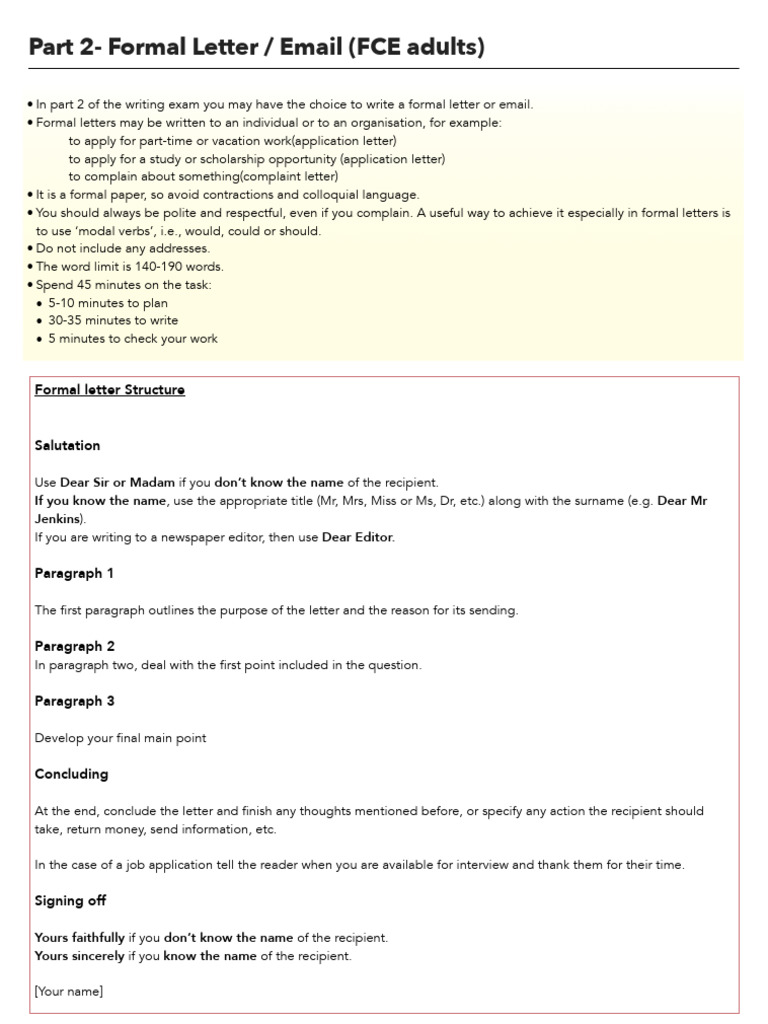 Formal Email Guidelines B2 | PDF