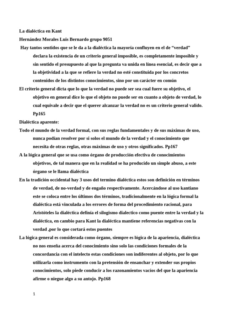 Dialéctica Kant | PDF | Verdad | Dialéctico