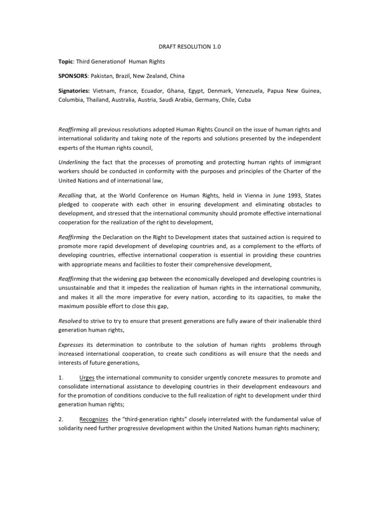 Draft Resolution 1 | PDF