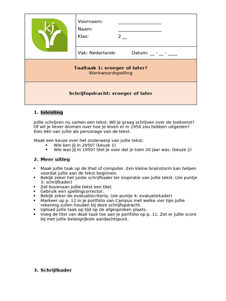Afronding Taaltaak - Schrijfopdracht | PDF