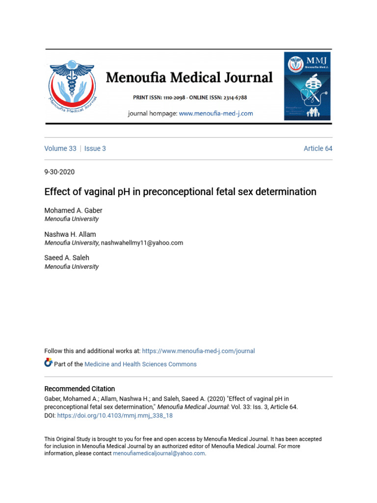 Vaginal pH and Fetal Sex Determination | PDF | Pregnancy | Fetus