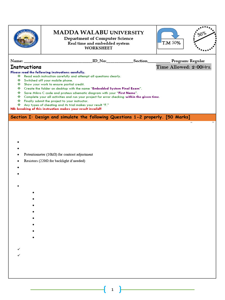 Embedded System and Real Time WORKSHEET | PDF | Electrical Engineering ...